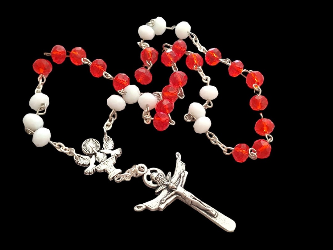 Chaplet of Adoration Rosary: Red & Clear Crystal Beads - Etsy Singapore