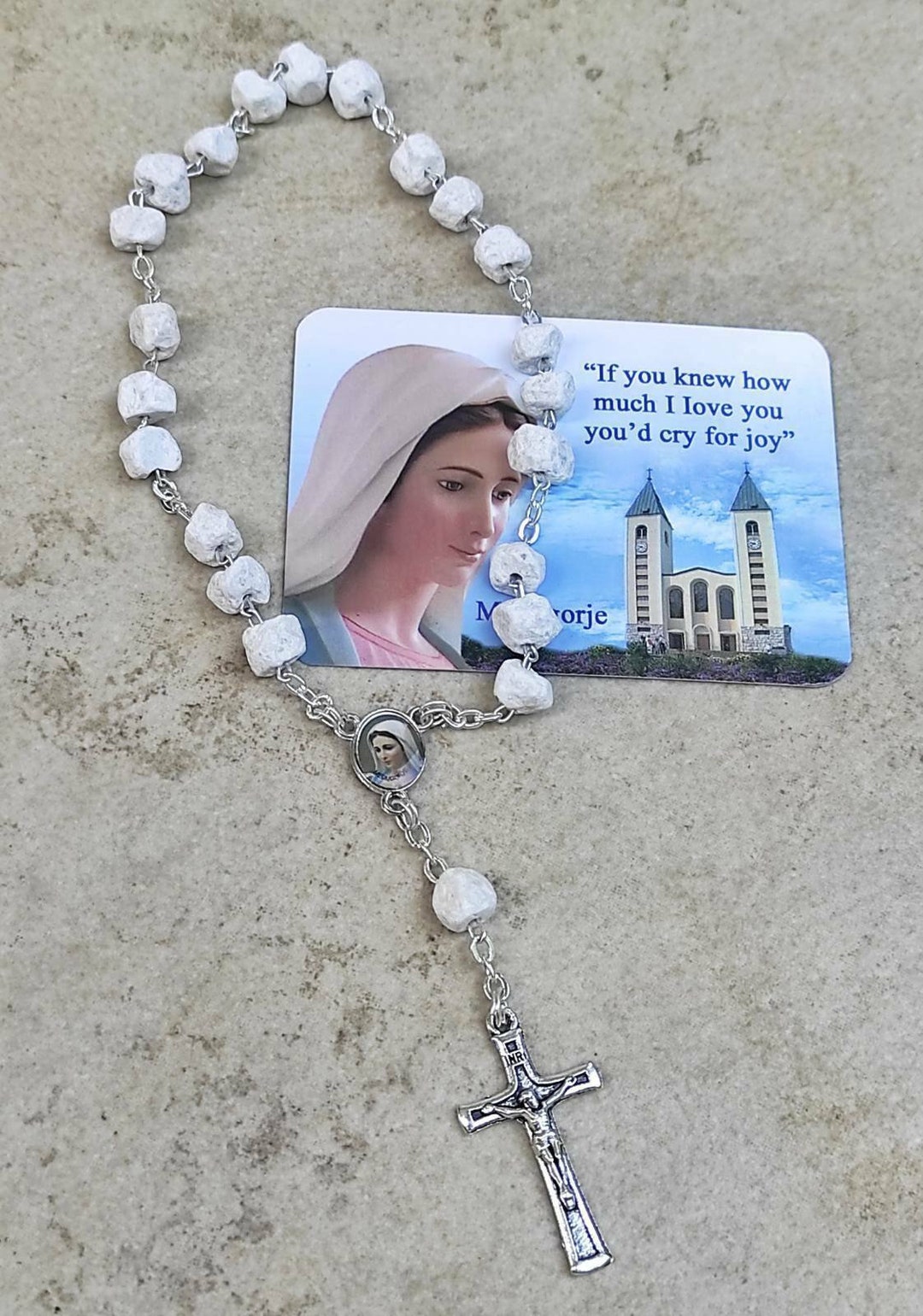 Peace Stone Rosary of Our Lady of Medjugorje 3x7 Handmade of ROCK STONE ...