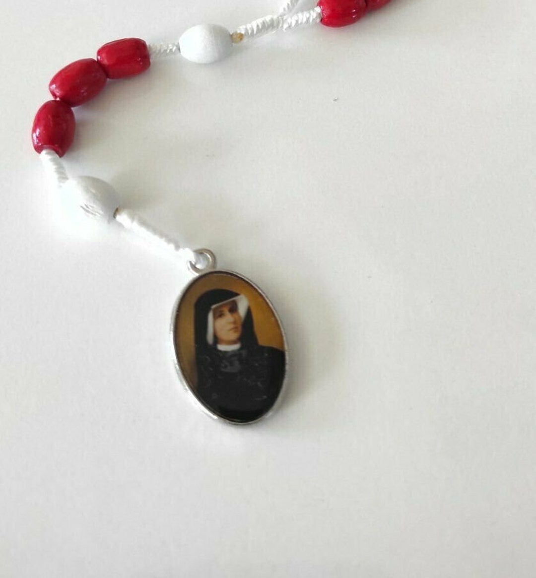 Divine Mercy Chaplet Rosary St. Faustina Kowalska Red White Beads ...