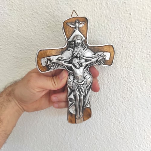 Wall Hanging Cross Silver Holy Trinity Father Son Holy Spirit - Etsy