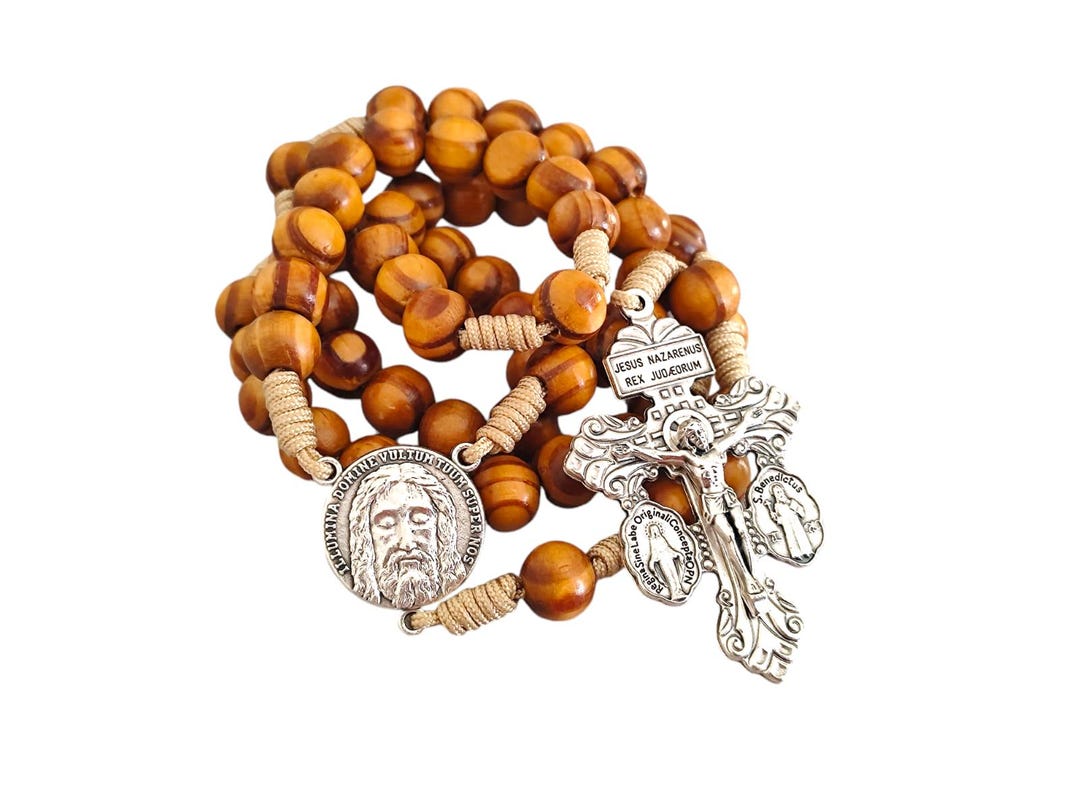 Pardon Crucifix Rosary Holy Face Rosary Handmade Wooden Rosary , Most ...