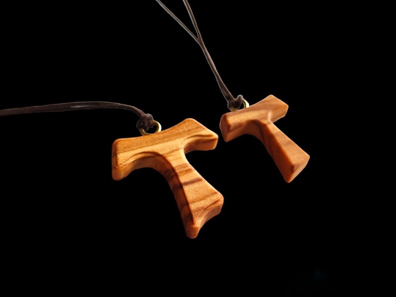 OLIVE WOOD Tau Cross Necklace With Cord - St Francis for Her and Him ...