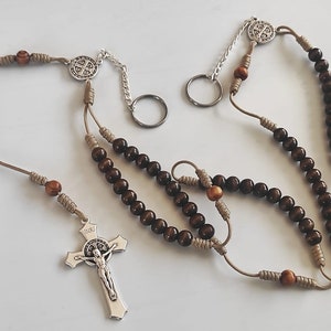 St Benedict Rosary: Olive Wood Belt Habit, Catholic Gift - Etsy