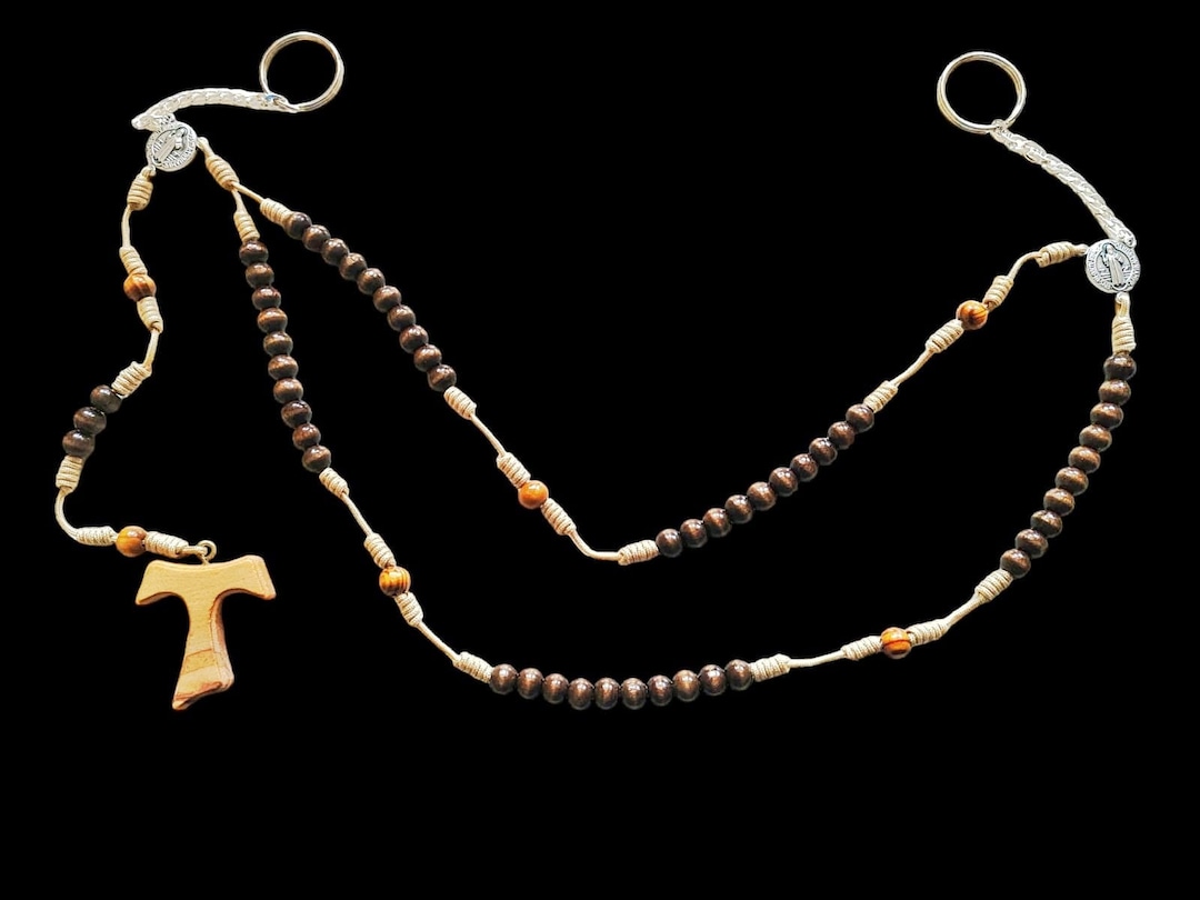 BELT HABIT ROSARY Franciscan Crown Rosary Decade Tau Cross Olive Wood ...