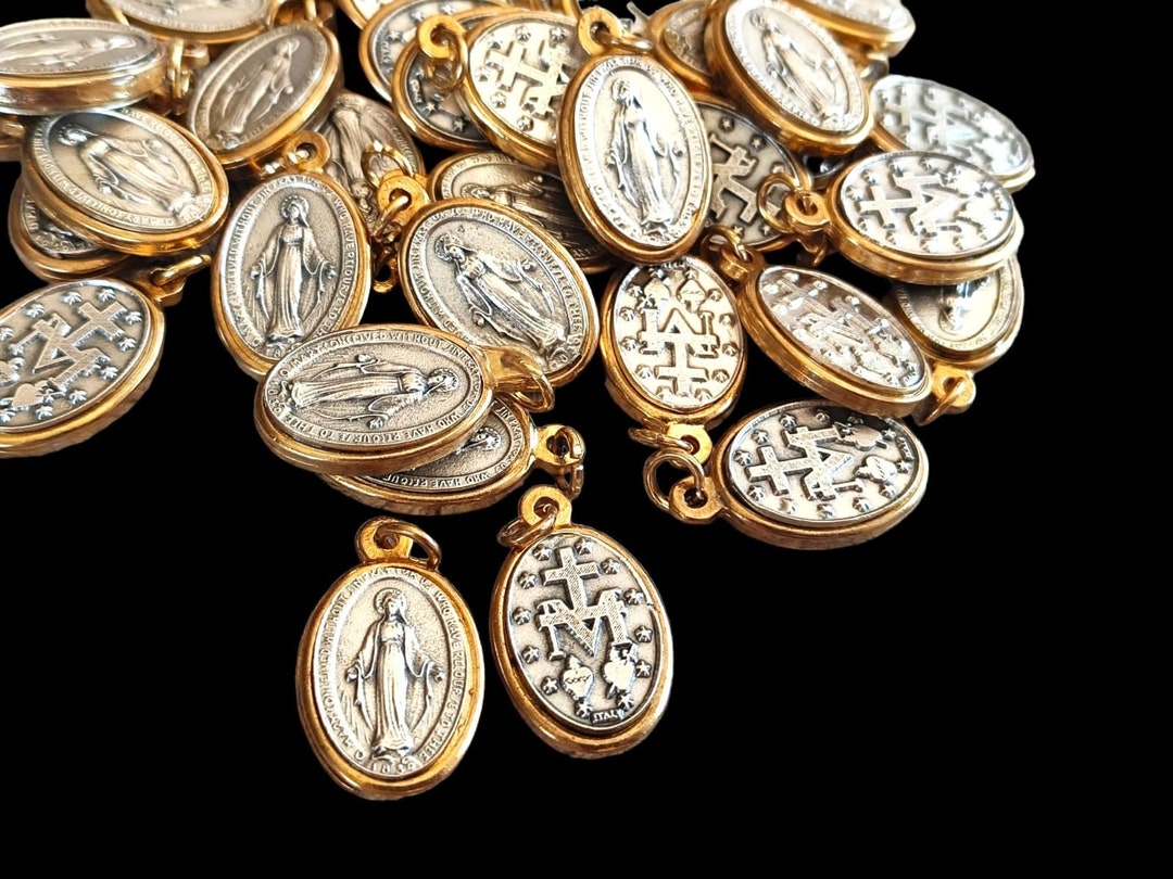 MIRACULOUS Medals Box 5,10, 20, Pcs Holy Medals, Gold / Silver Catholic ...