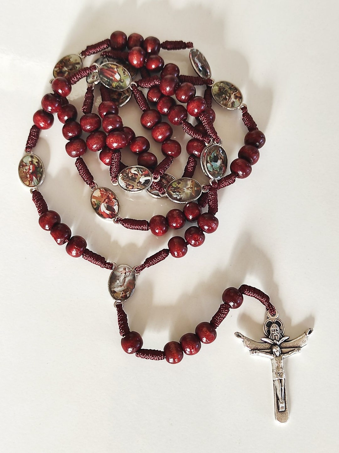 The Stations of the Cross Rosary Made of Wood the Way of the Cross, the ...