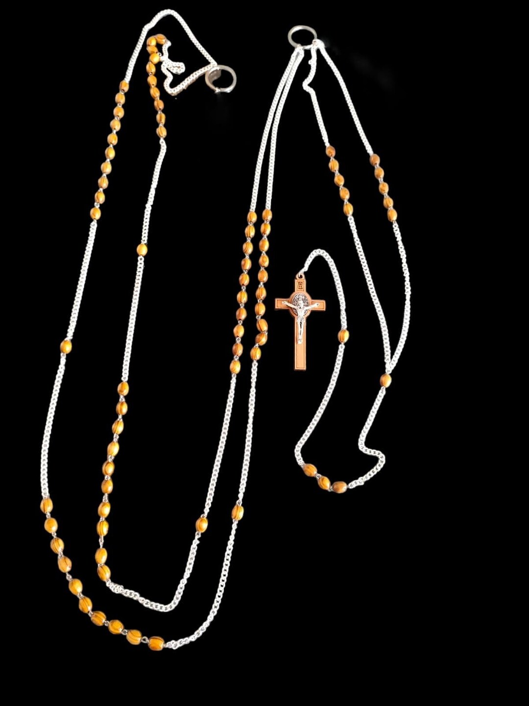 Franciscan Crown Rosary 7 Decade Olive Wood Beads on Chain, 7 Decade ...