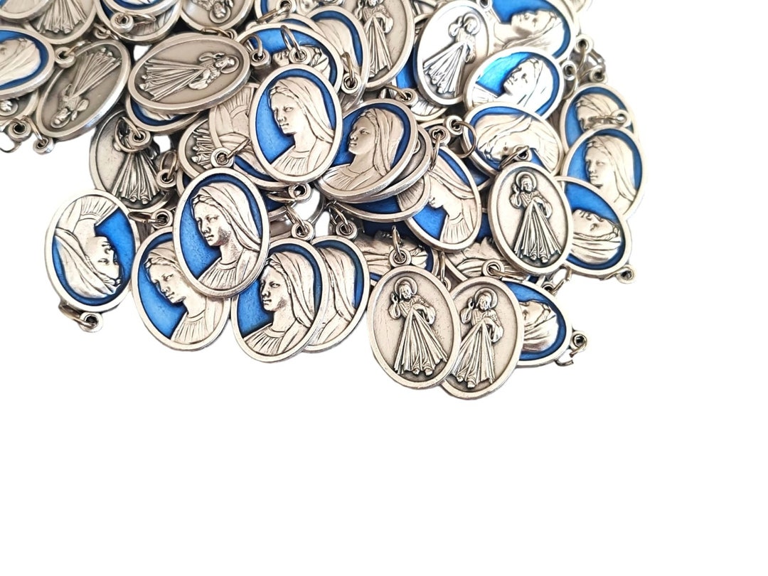 Virgin Mary & Divine Mercy Medals - Italian Religious Charms (10-50pc ...