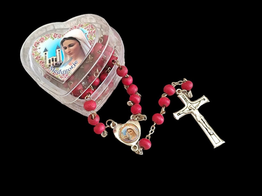 Catholic Rosary Rose Wood Beads Rosaries Medjugorje Virgin Mary Our ...