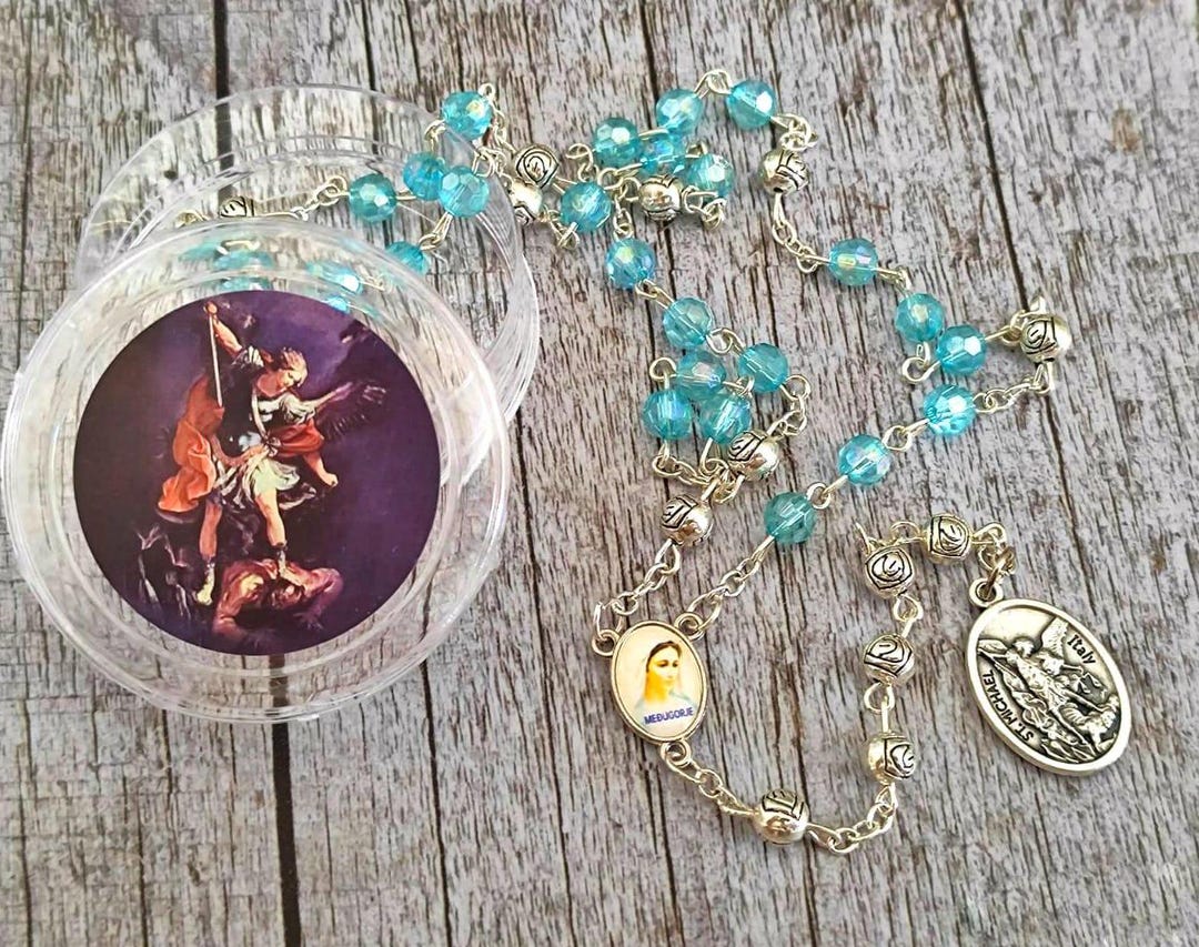 St Michael Archangel Rosary Guardian Angel Medals - Etsy