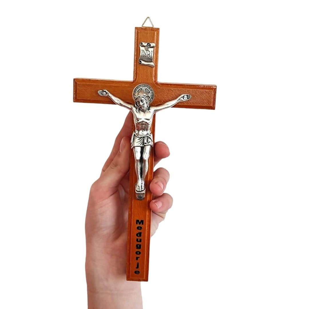 St Benedict Wood Cross: Handcrafted Wall Crucifix (9 Inch) - Etsy