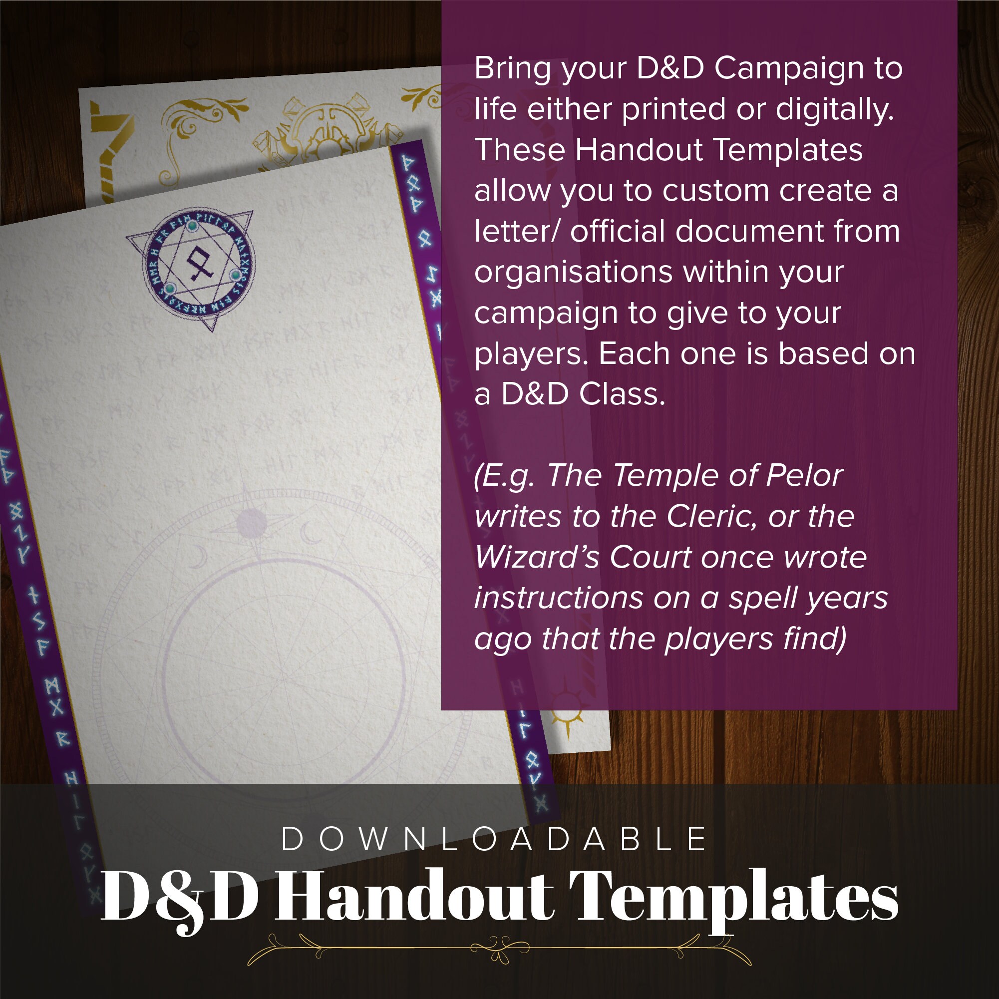 D&D Downloadable PDF Word Class Based Handout Templates / Dungeon ...