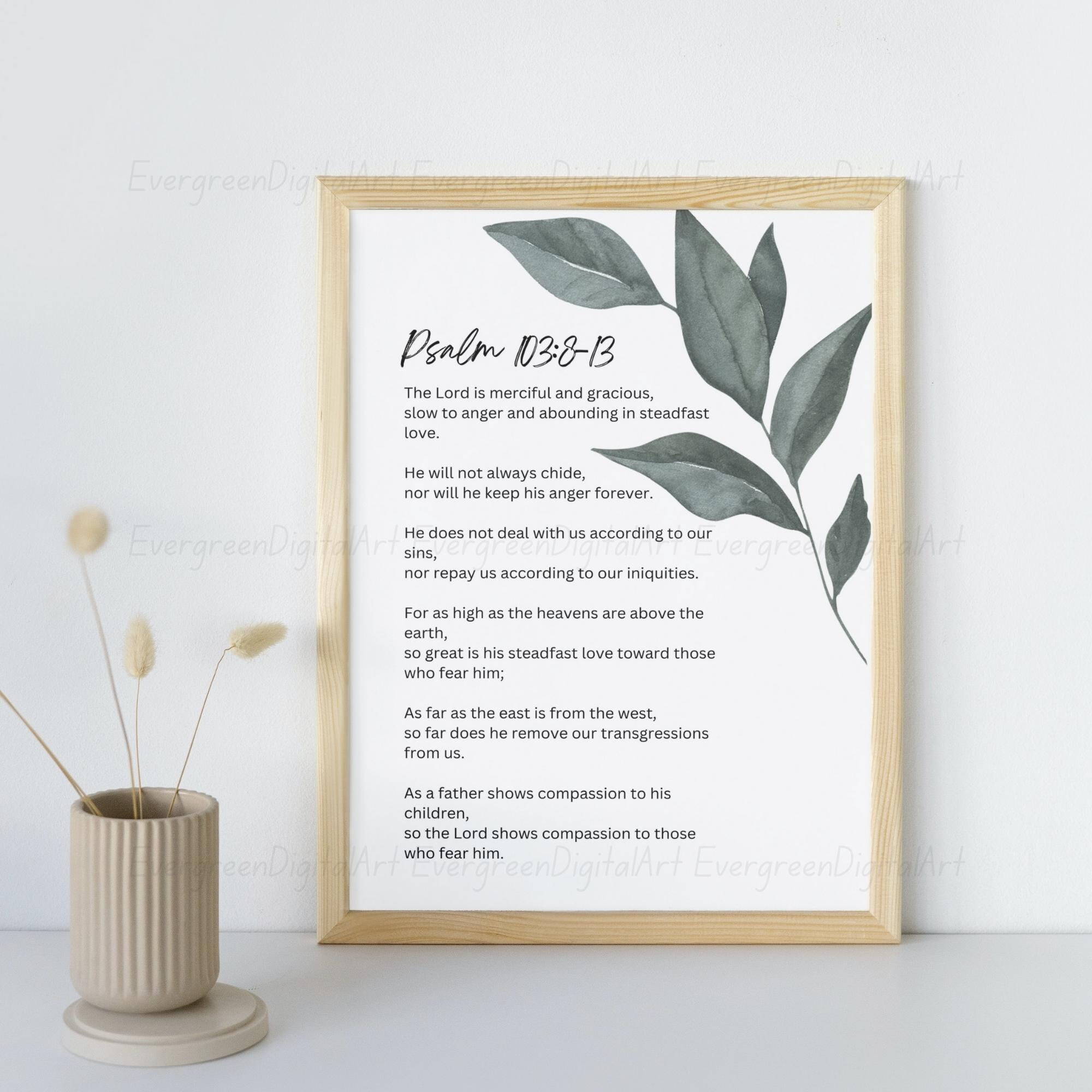 Psalm 103:8-13 Printable Psalms Digital Artwork Bible Verse Prints - Etsy