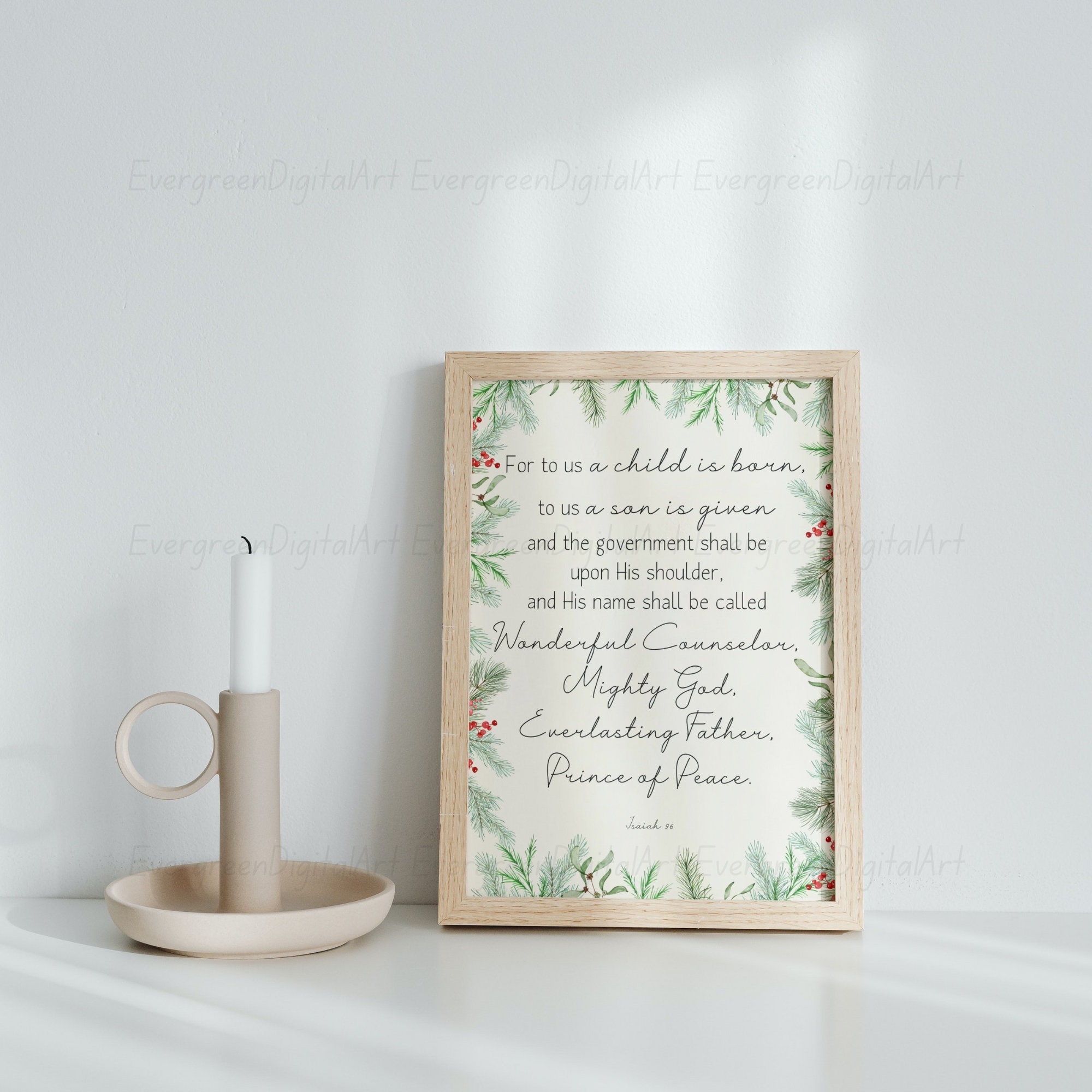 Isaiah 9:6 Christmas Printable for to Us a Child is Born Wonderful ...