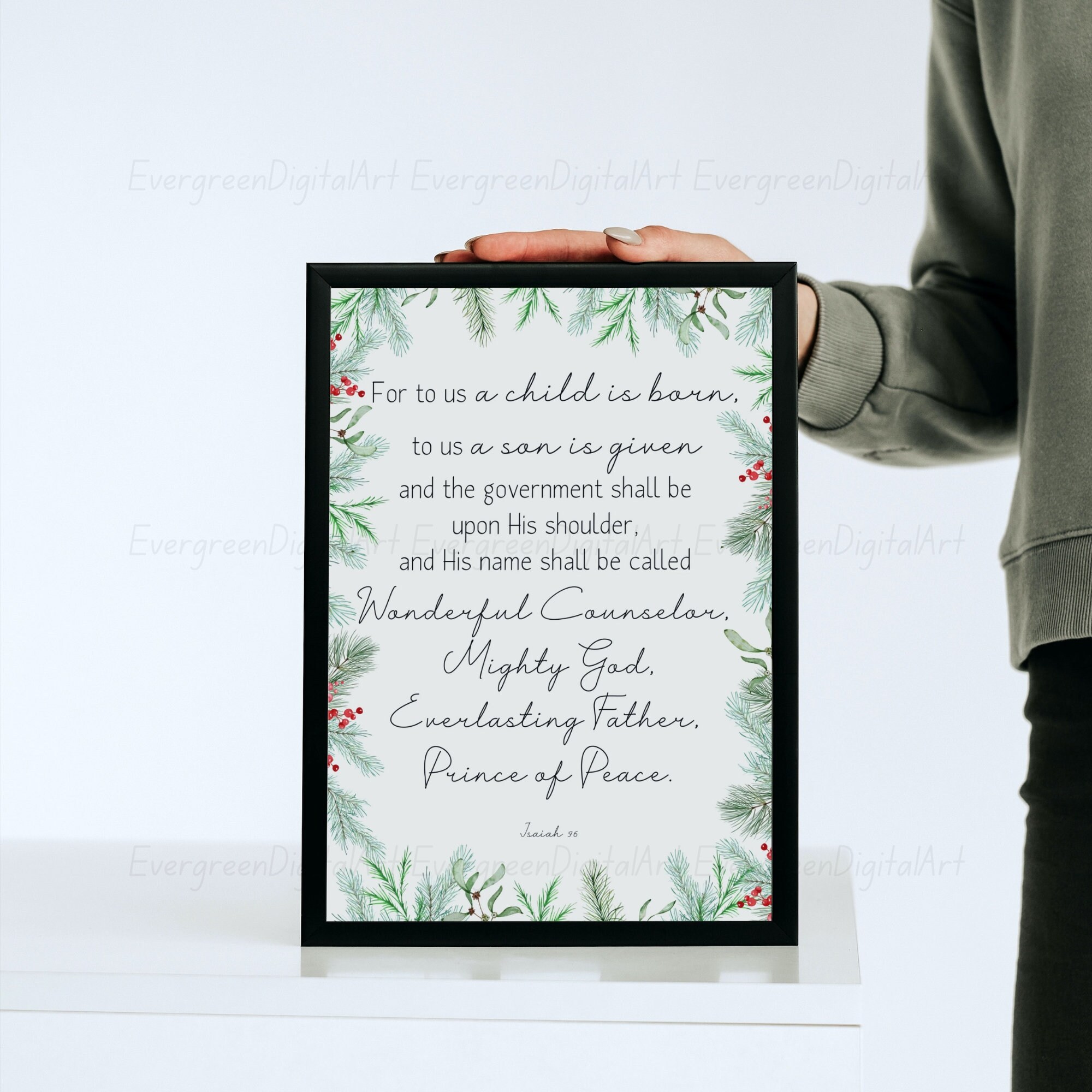 Isaiah 9:6 Christmas Printable for to Us a Child is Born Wonderful ...