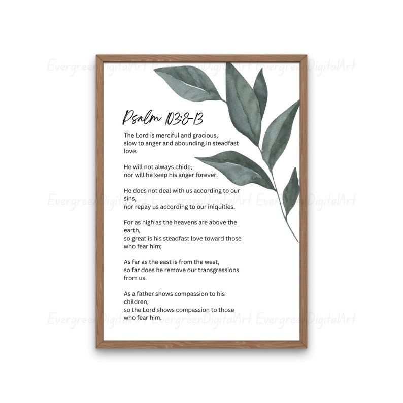Psalm 103:8-13 | Printable Psalms | Digital Artwork | Bible Verse ...