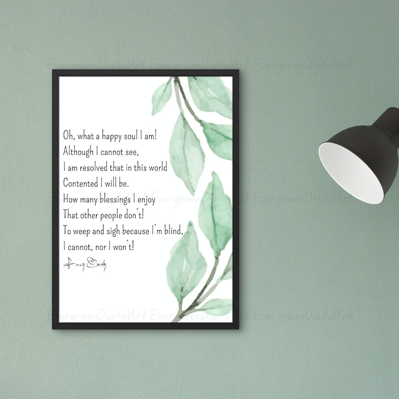 Fanny Crosby Poem | Oh What A Happy Soul I Am | Christian Poetry ...