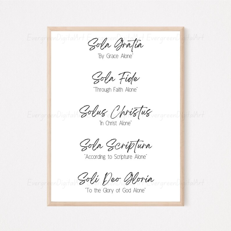 The Five Solas | Deo Gloria Printable | Digital Wall Art | Reformed ...