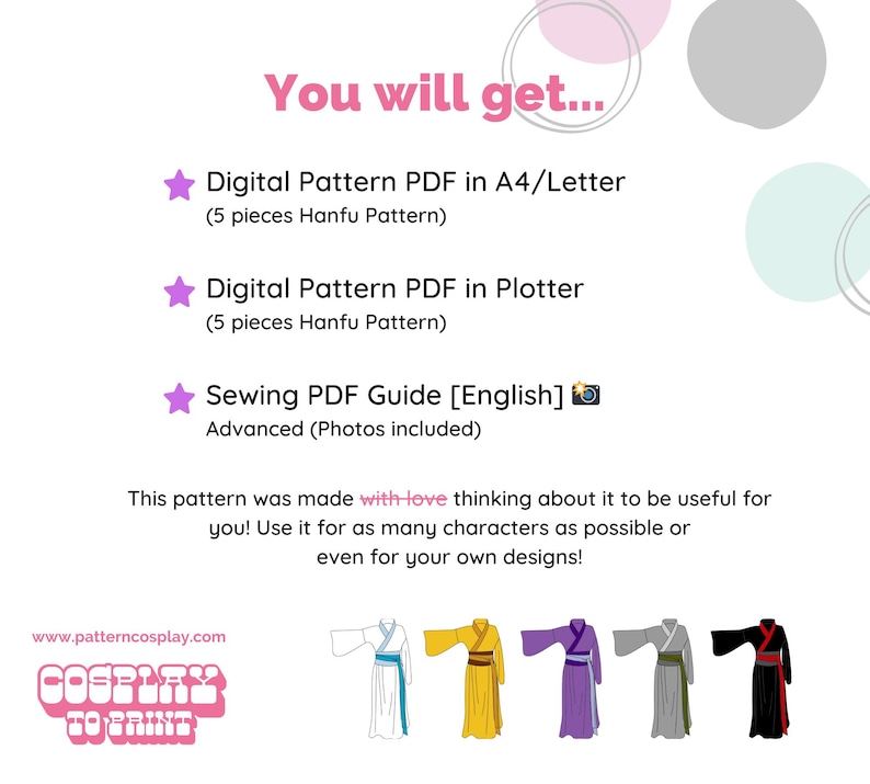 Hanfu Pattern Size Large/#40 (PDF + Sewing Instructions) ENG Jinshi ...