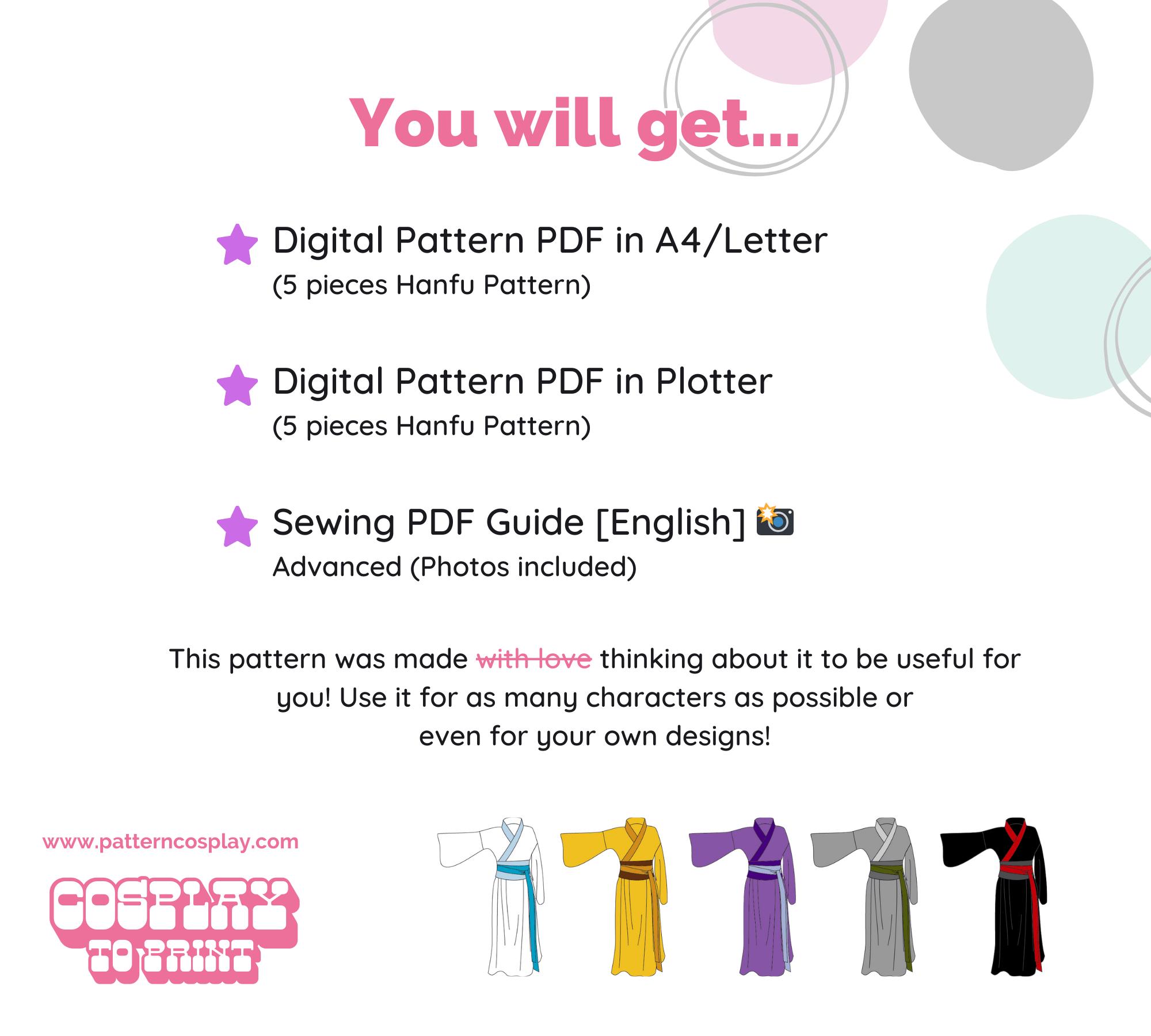 Hanfu Pattern Size Large/#40 (PDF + Sewing Instructions) ENG Jinshi ...