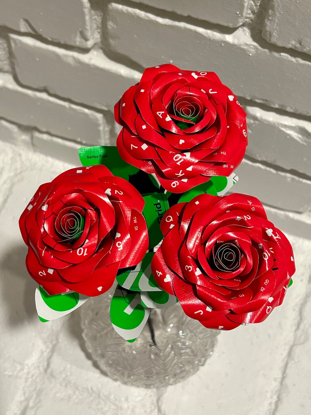 Red Grid Series 4 PLAYING CARD ROSE With Neon Green & Black Leaves ...