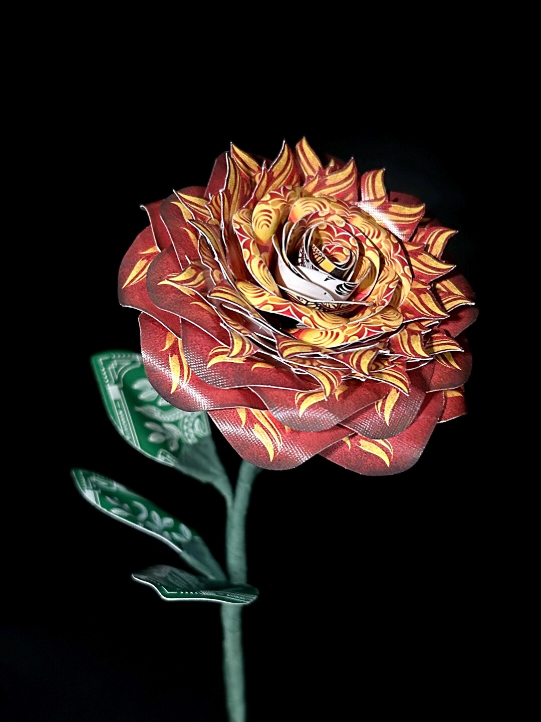IGNITE Playing Card Rose With Flames and Detailing Around the Bottom ...