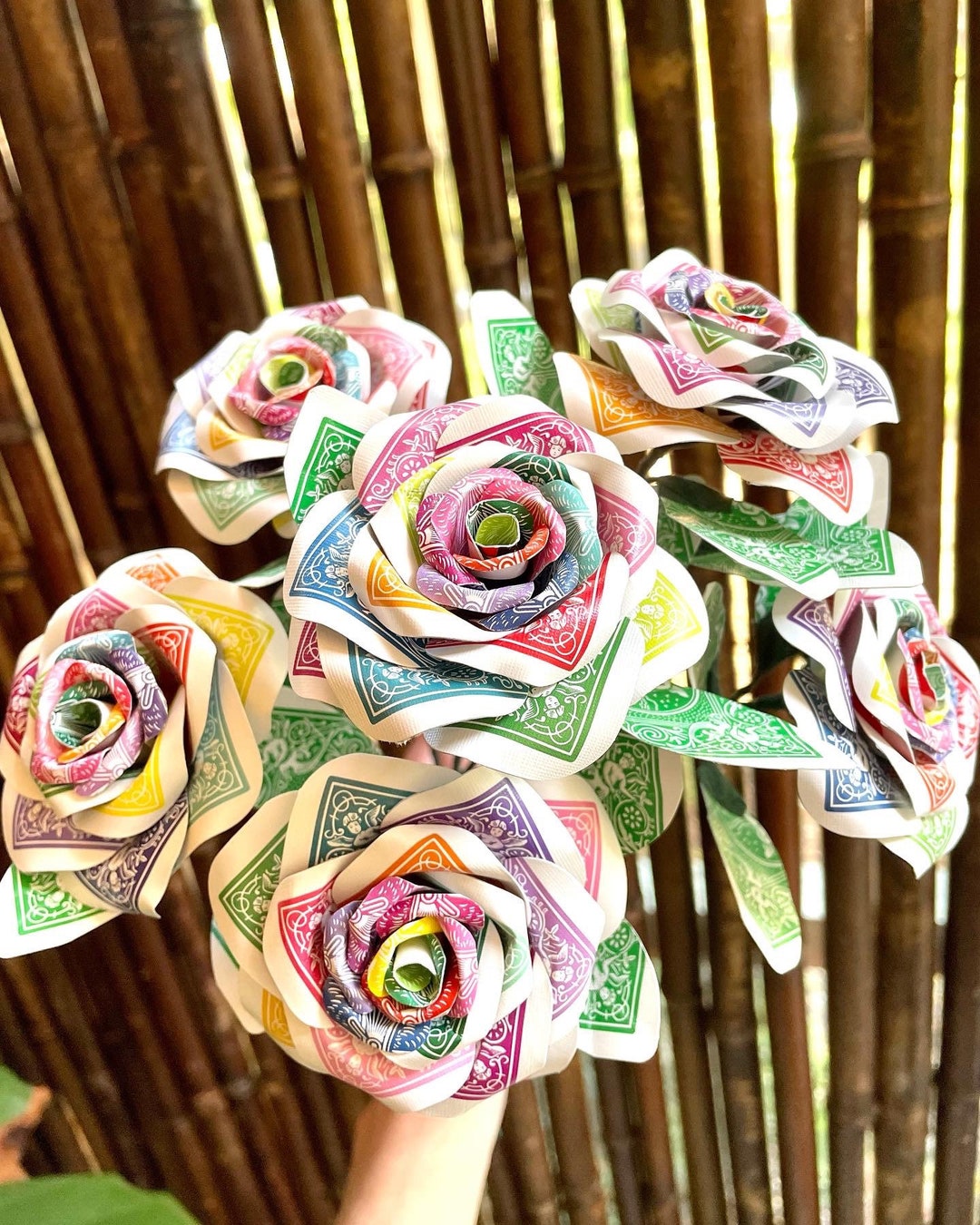 Rainbow PLAYING CARD Rose. Every Petal is a Different Color Made From ...