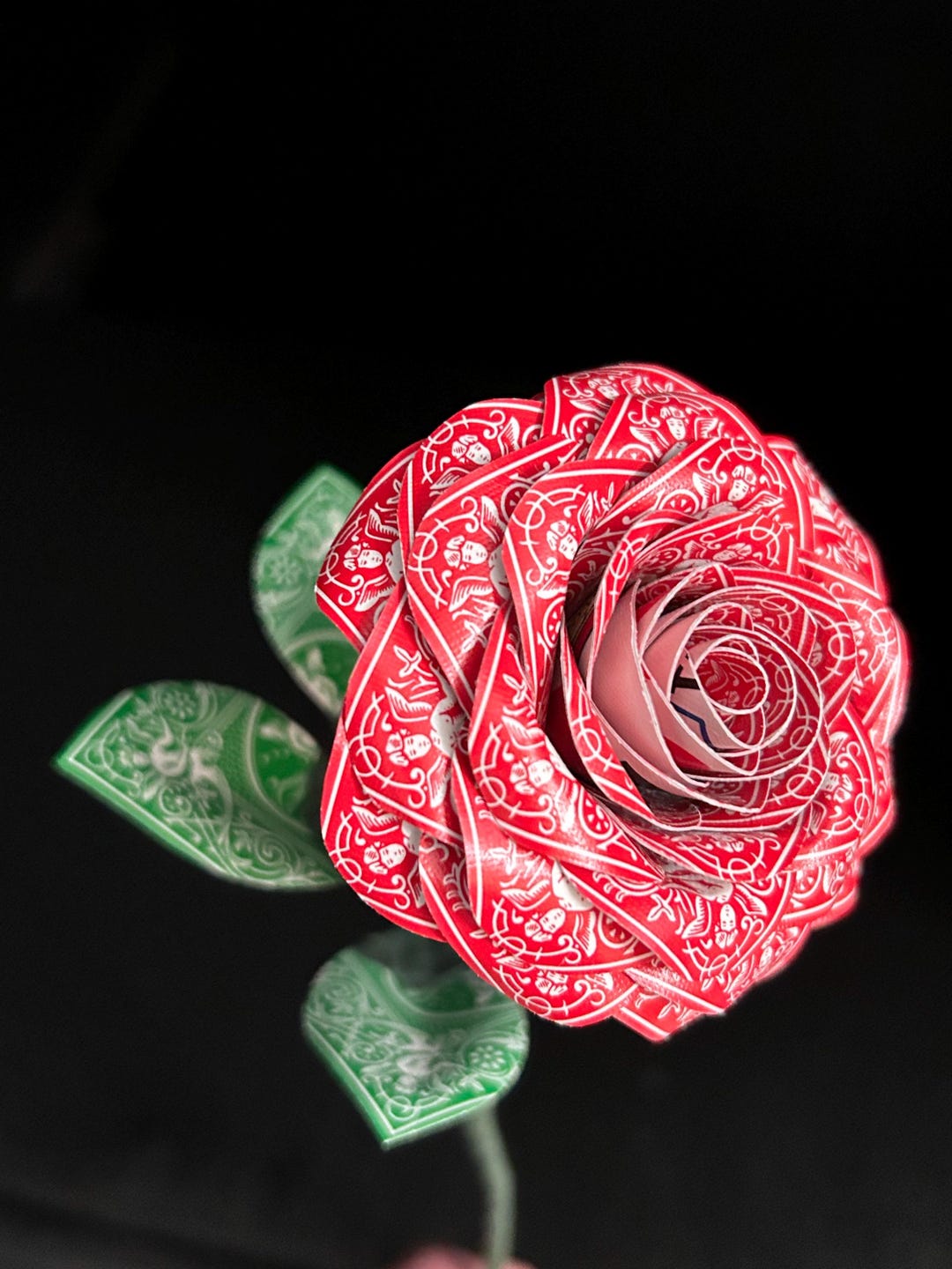 Red PLAYING CARD Rose. Made From Red Standard Bicycle Rider Back ...