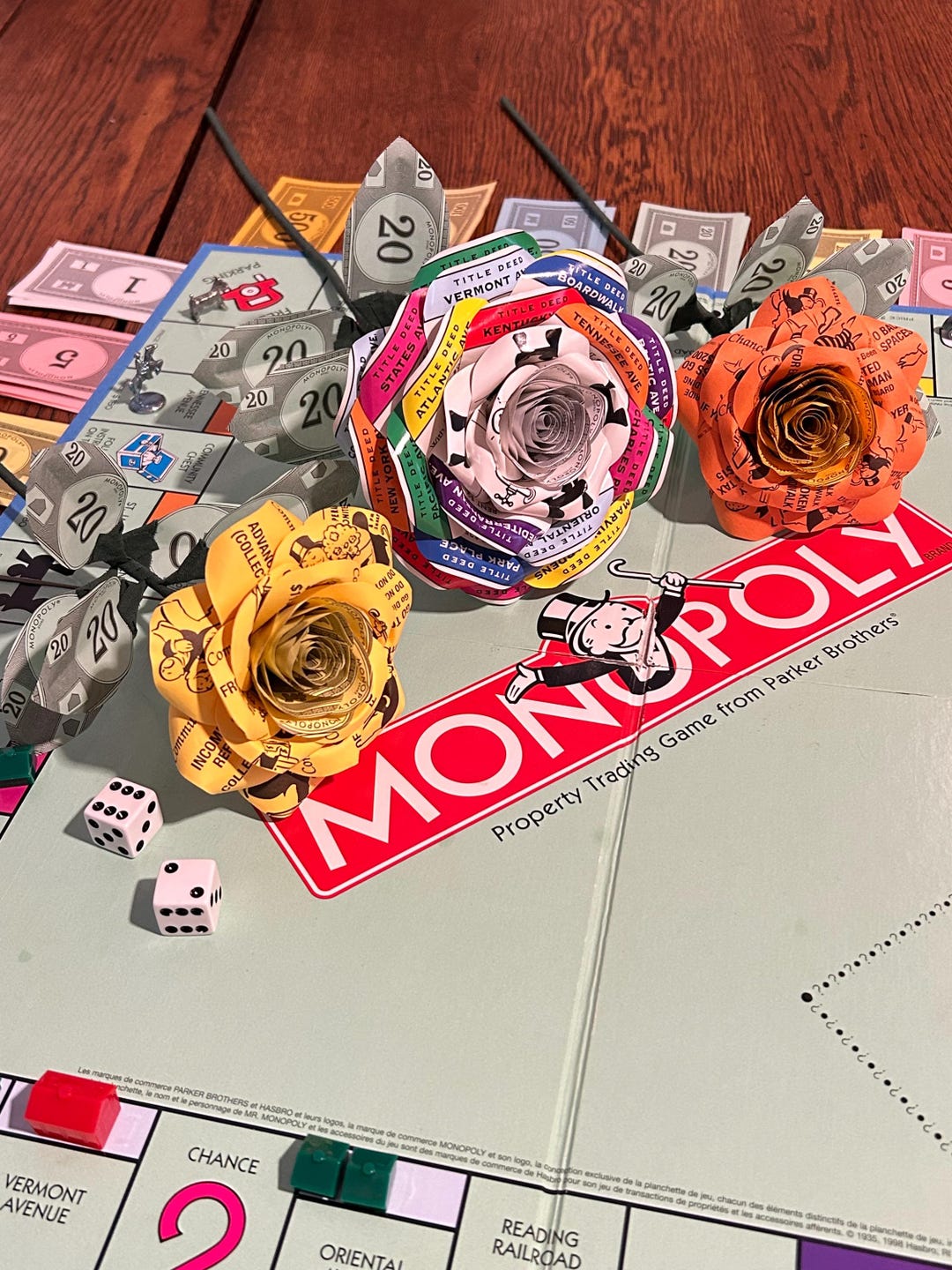 Monopoly Rose, 1998 Game Board Art - Handmade Flower. Sold Individually ...