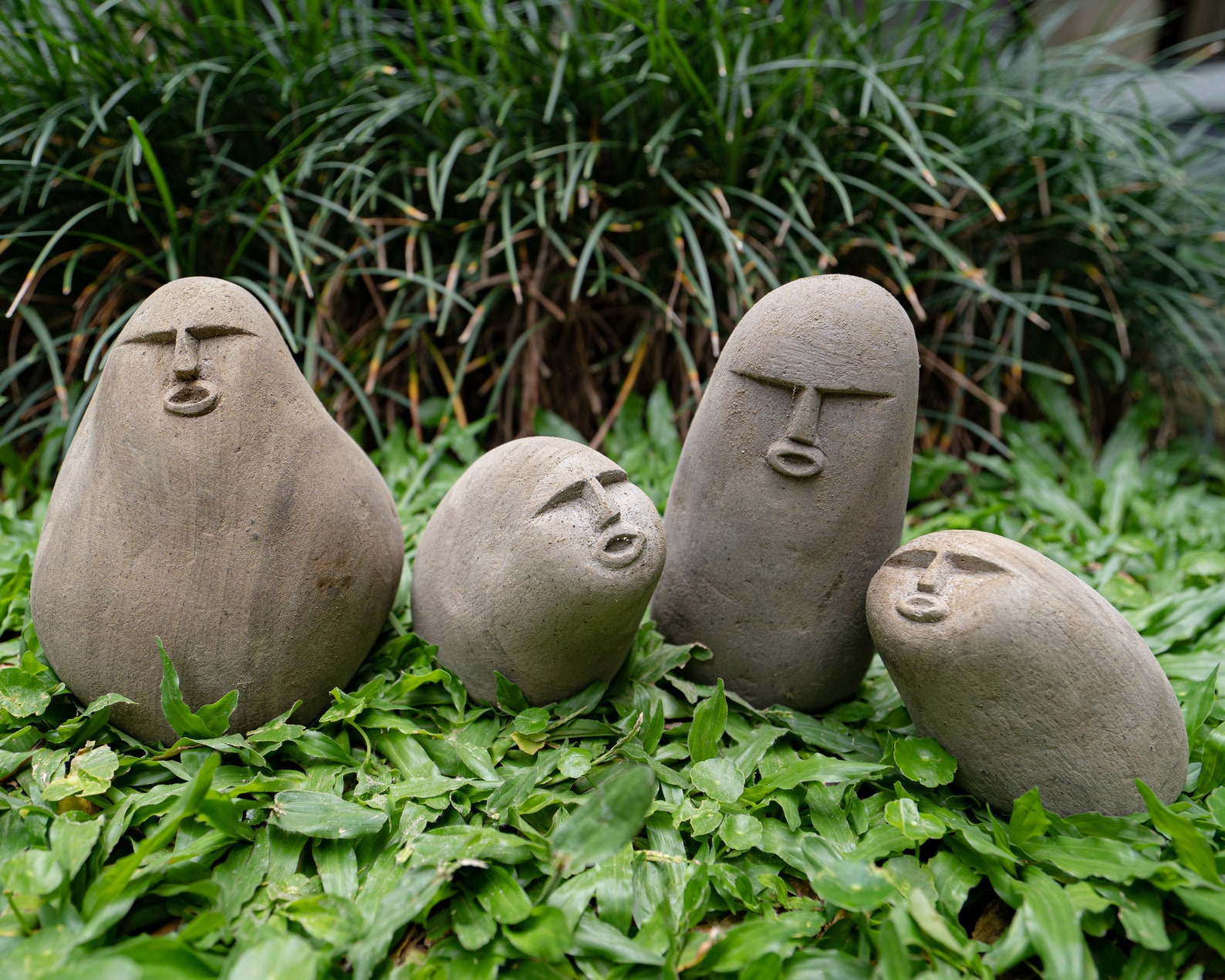 Funny Face Stone Statue Stone Face Figurine Stone Carving | Etsy