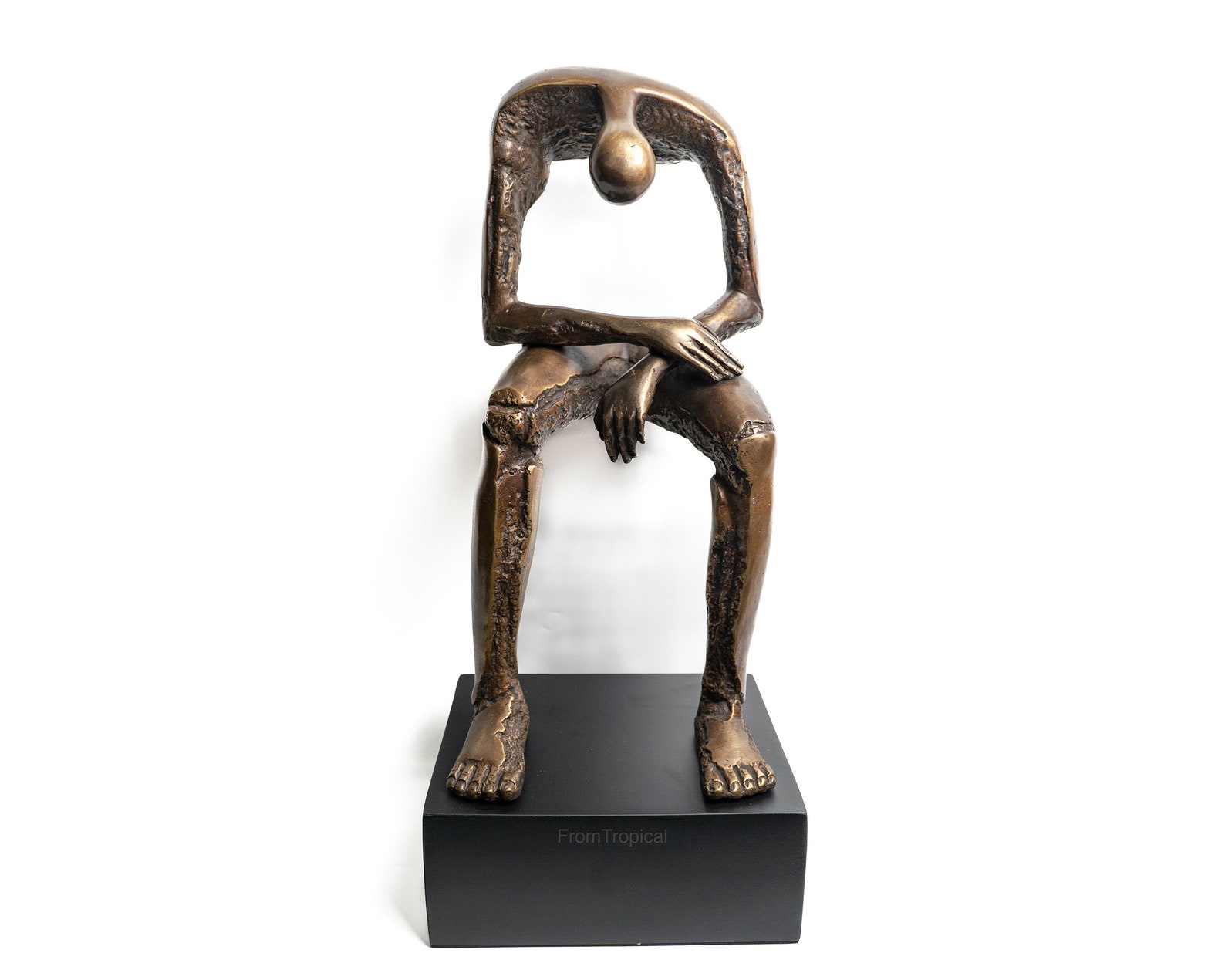Memorial Copper or Sterling Statue, Seated Modern Bronze Sculpture 18 ...