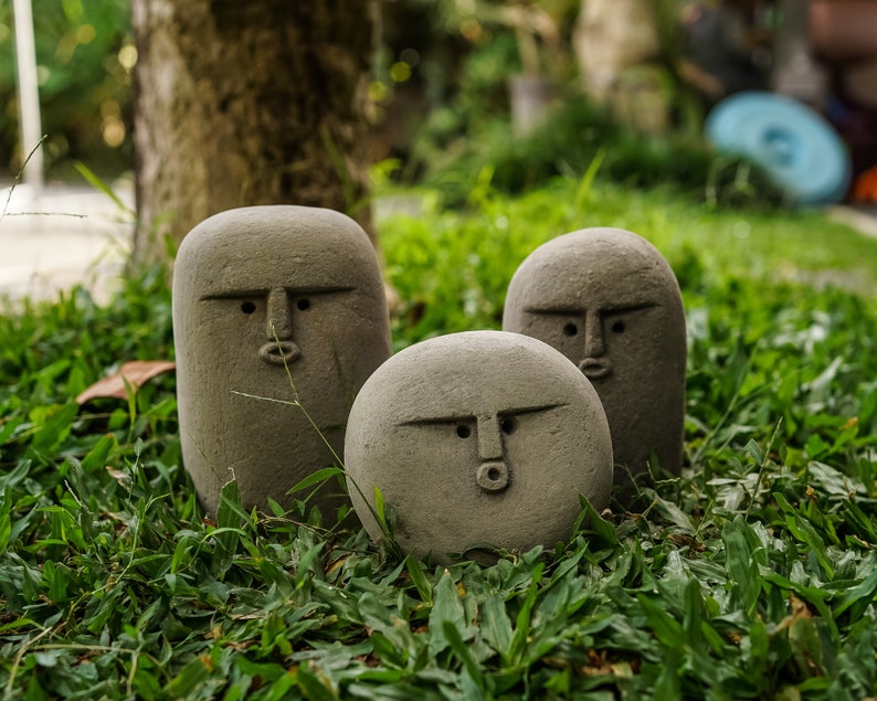Funny Face Stone Stone Face Figurine Stone Carving Face - Etsy