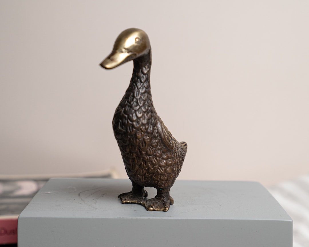 Bronze Duck Statue 4 Inch / 10 Cm, Duck Sculpture, Home Decor, Room ...