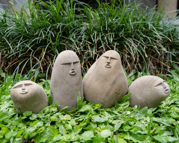 Funny Face Stone Statue Stone Face Figurine Stone Carving | Etsy