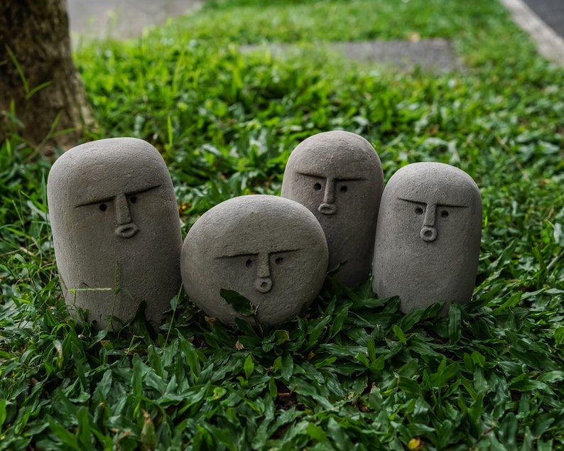 Funny Face Stone Stone Face Figurine Stone Carving Face - Etsy
