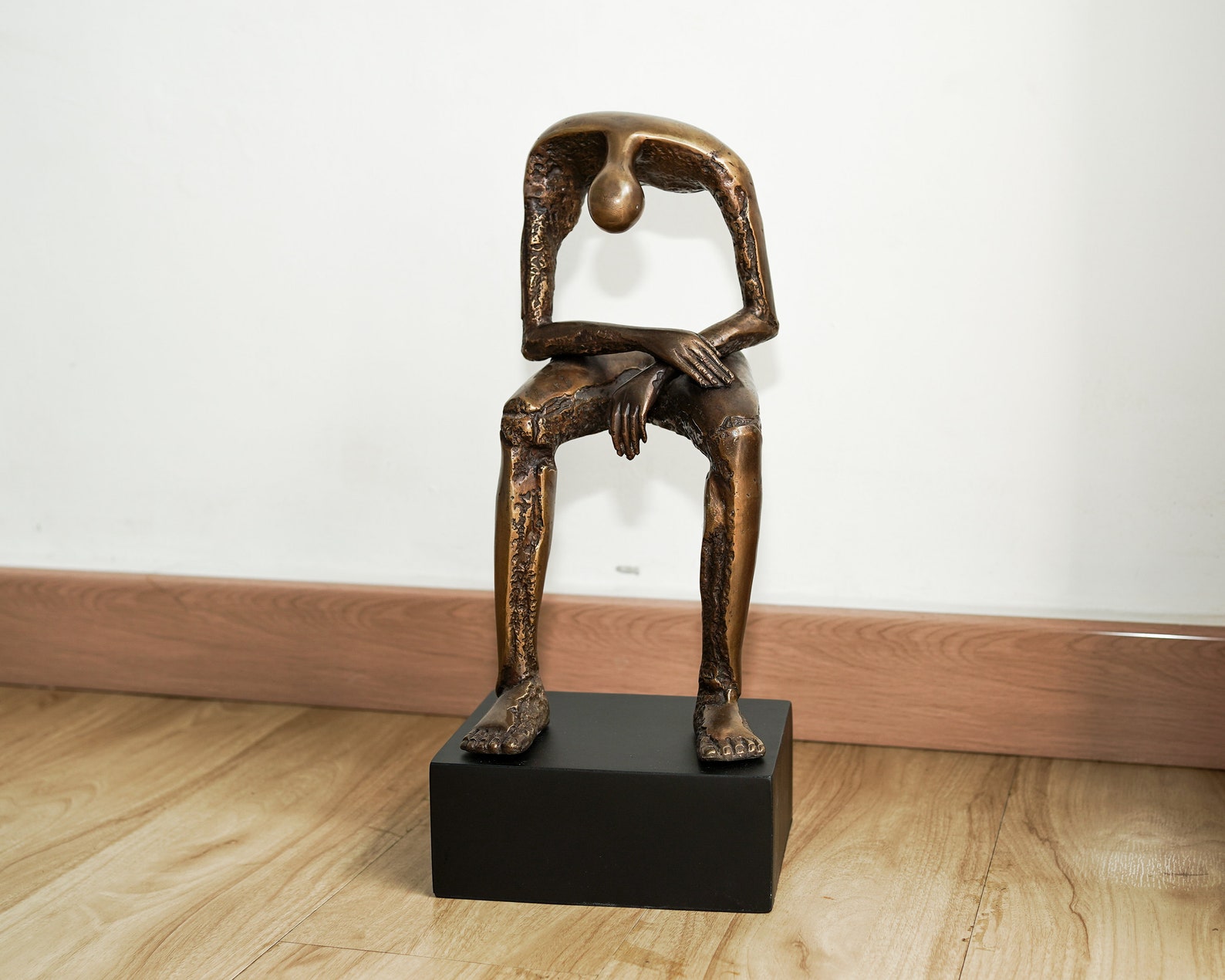 Memorial Copper or Sterling Statue, Seated Modern Bronze Sculpture 18 ...