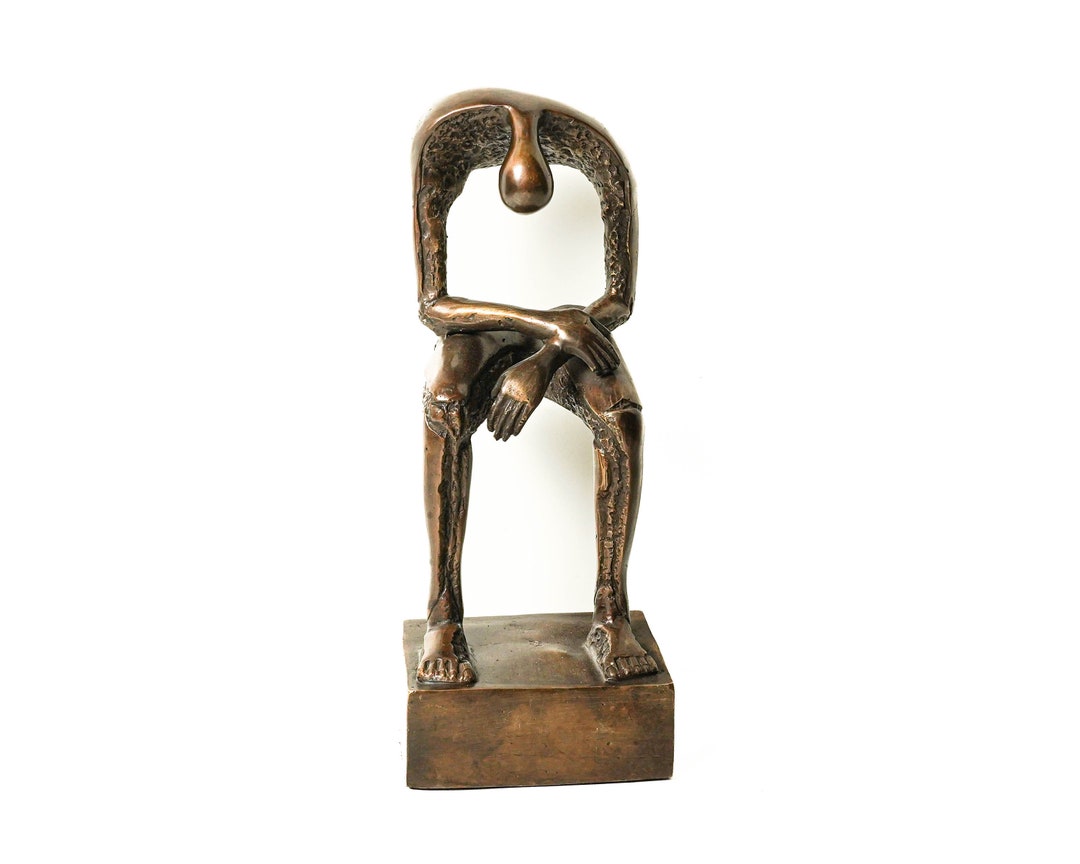 Memorial Copper or Sterling Statue, Seated Modern Bronze Sculpture 13 ...
