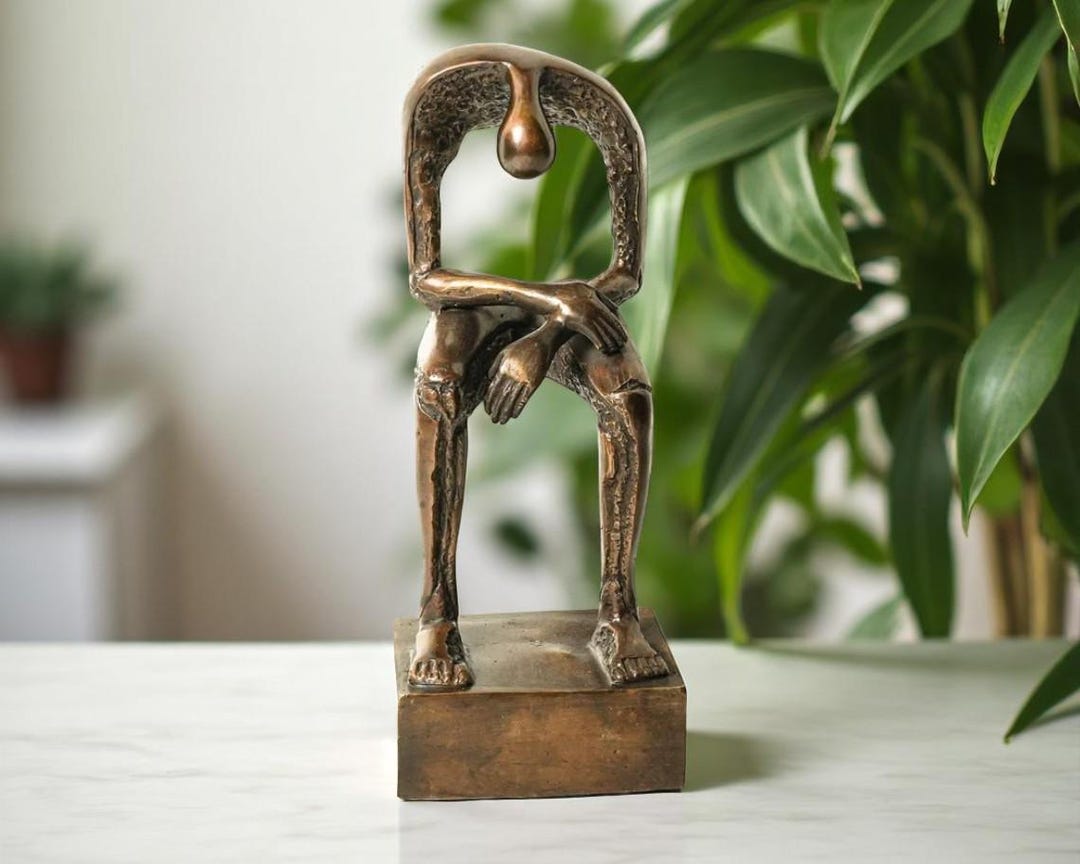 Memorial Copper or Sterling Statue, Seated Modern Bronze Sculpture 13 ...