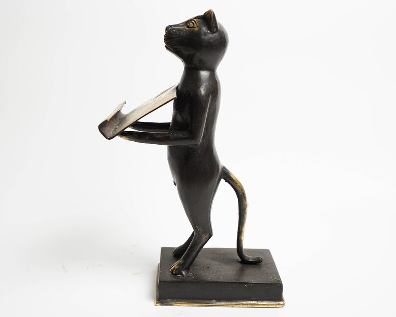 Vintage Bronze cat Butler Sculpture Card Holder 9 | Etsy