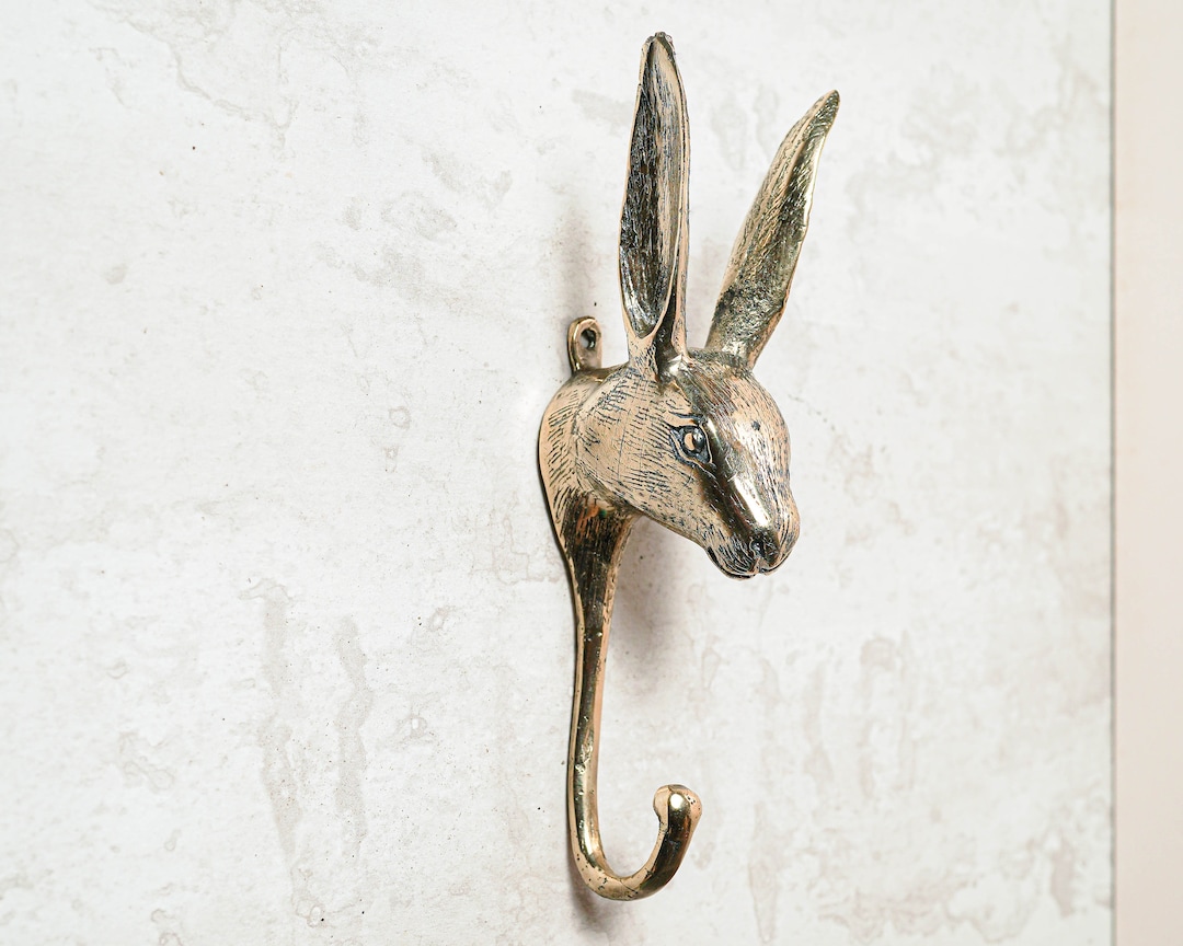 Brass Hook Rabbit 7 Inch / 17 Cm, Animal Hook, Wall Hook, Gold Hook ...
