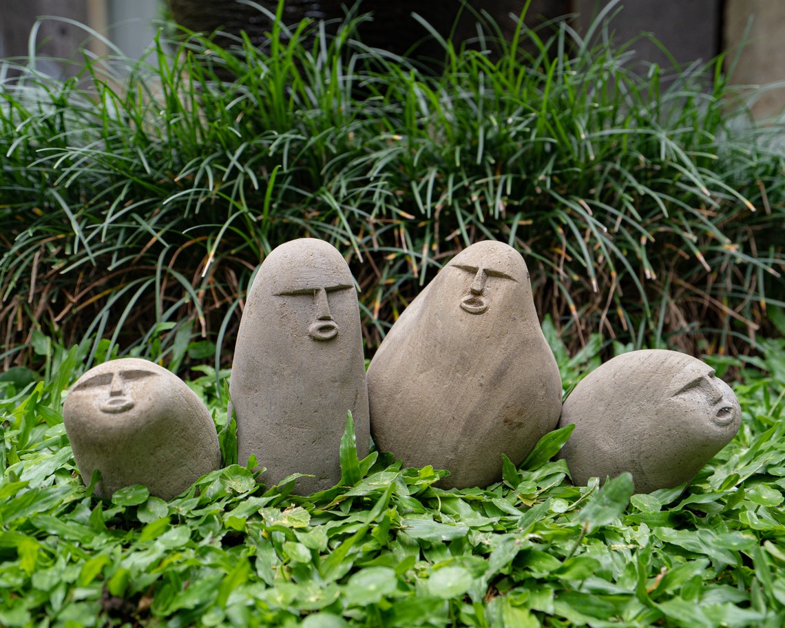 Funny Face Stone Statue Stone Face Figurine Stone Carving | Etsy