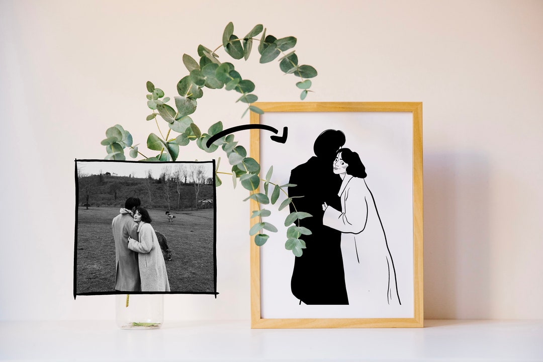 Custom Minimalist Line Art, Couple Drawing From Photo in My Style - Etsy