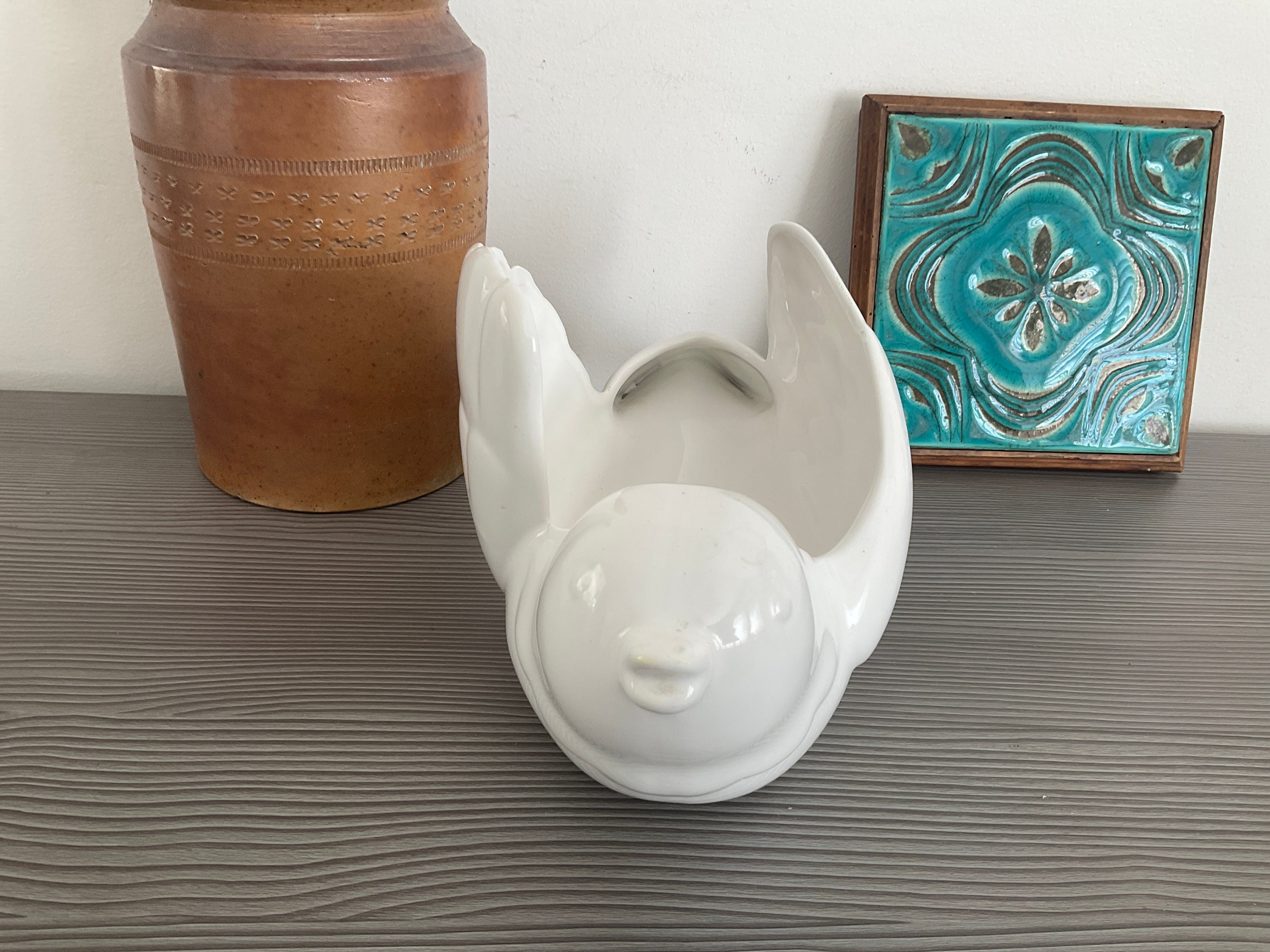 Large White Ceramic Dove Planter, Vintage Plant Pot, Two Available - Etsy