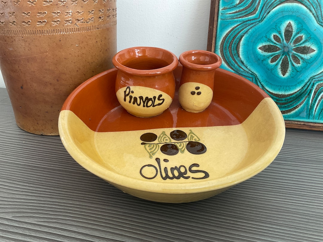 Vintage Mexican Olive and Pit Dish,handmade Terracotta Olive Serving ...