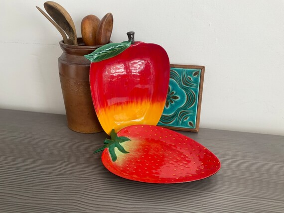 Vintage Hand Painted Plastic Fruit Shaped Dishes Strawberry - Etsy