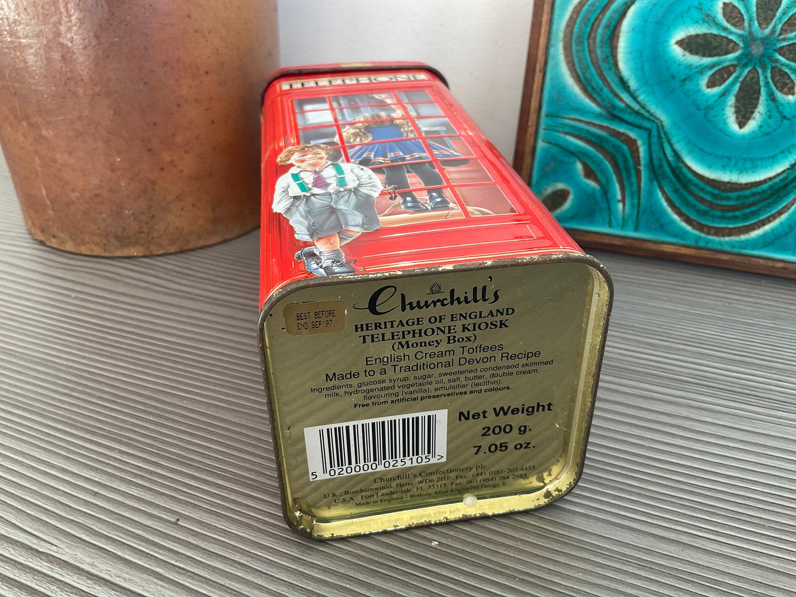 Vintage Churchills Devon Toffee Tin, Telephone Kiosk, Money Box, - Etsy