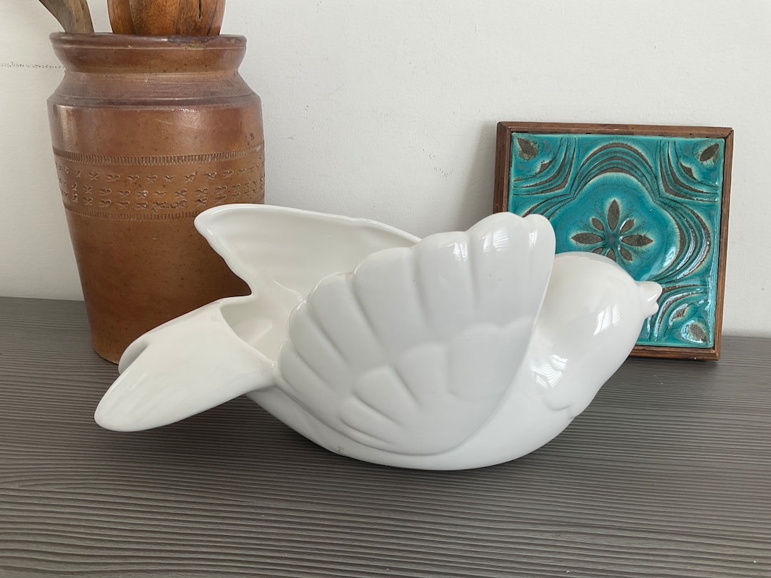 Large White Ceramic Dove Planter, Vintage Plant Pot, Two Available - Etsy