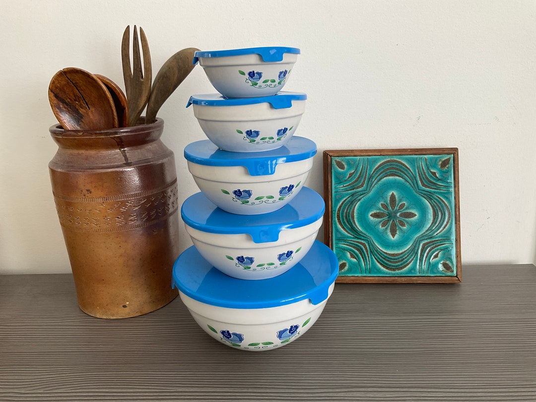 Vintage 1970s Ceramic Stacking Bowls, 5 Nesting Kitchen Mixing Bowls - Etsy
