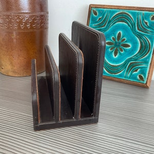 Smart Faux Leather Letter Rack, Brown Leatherette 3 Section Desk Tidy ...