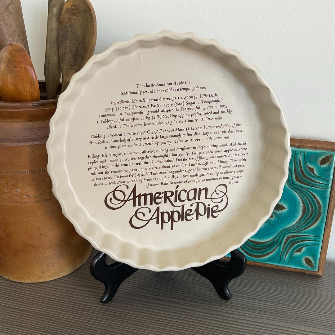 Rare ! Vintage Recipe Flan Dish, American Apple Pie Fluted Flan Case ...